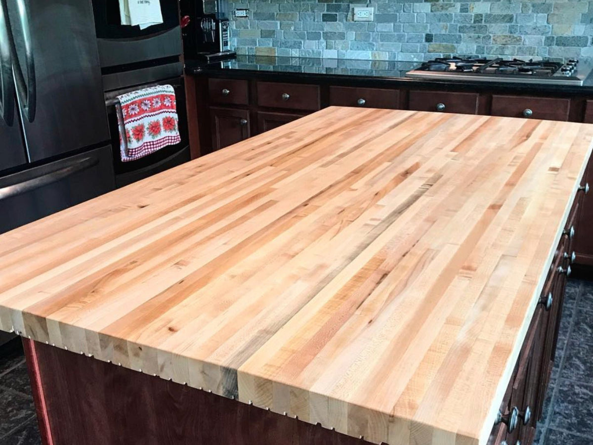Reclaimed Maple Edge Grain Wood Butcher Block Island Countertop - WORKSHOP